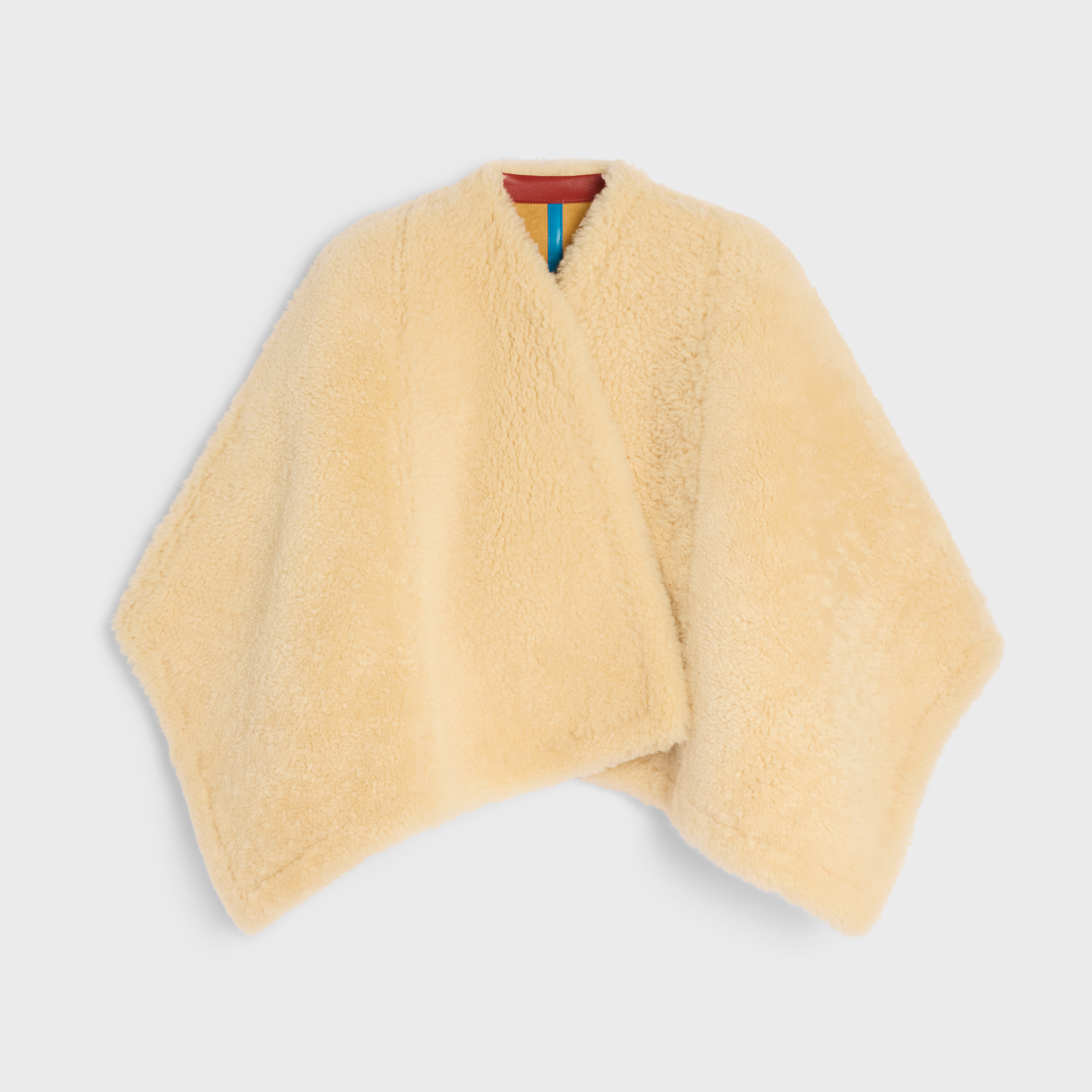 cape IN lambskin shearling - CAMEL / CREAM | CELINE